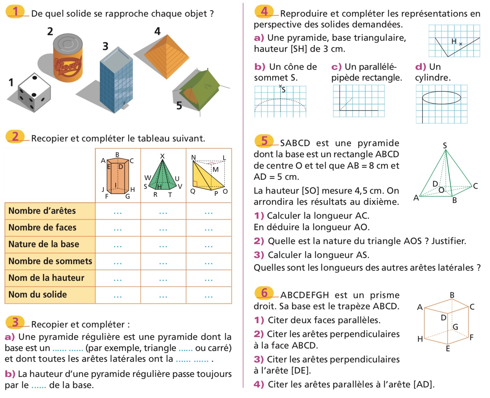 Pour réviser sur les solides. A faire en autonomie.